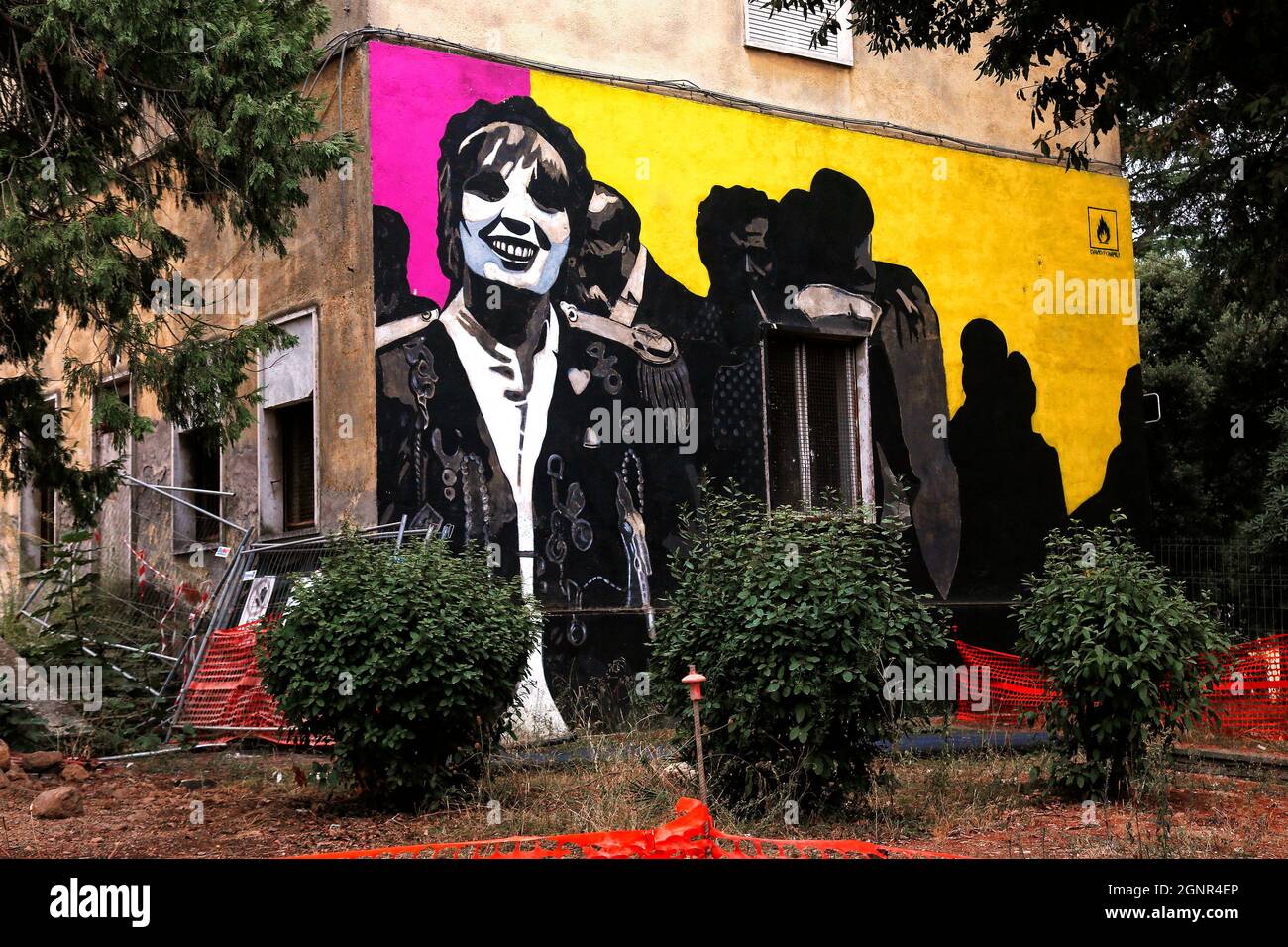 A wall painting of a famous roman singer, Gabriella Ferri, who in the ...