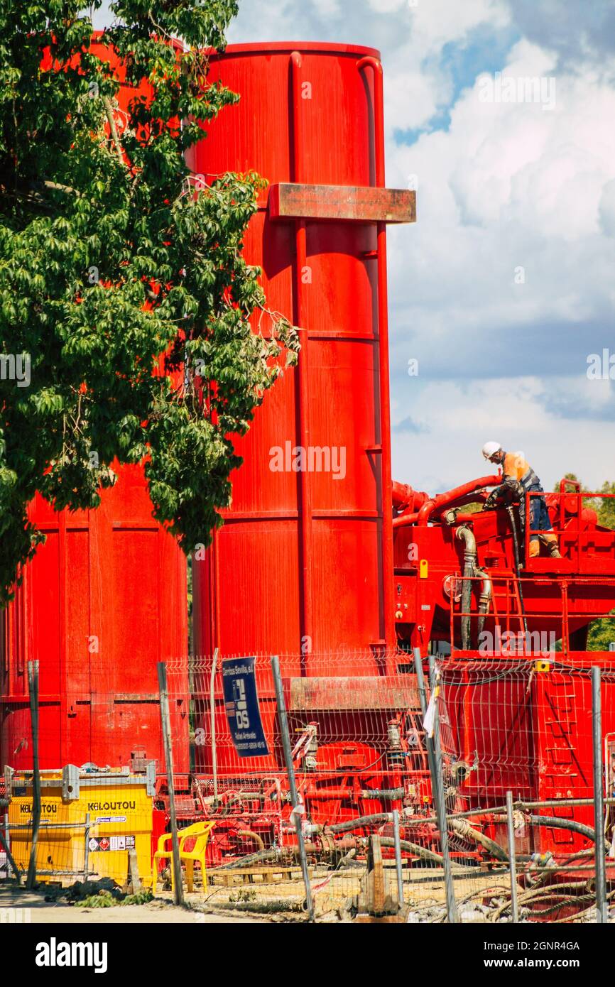 Seville Spain September 22, 2021 Construction site of a new building in ...