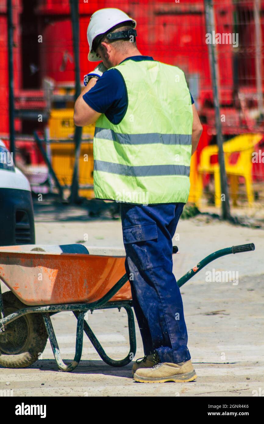 Seville Spain September 22, 2021 Construction site of a new building in ...