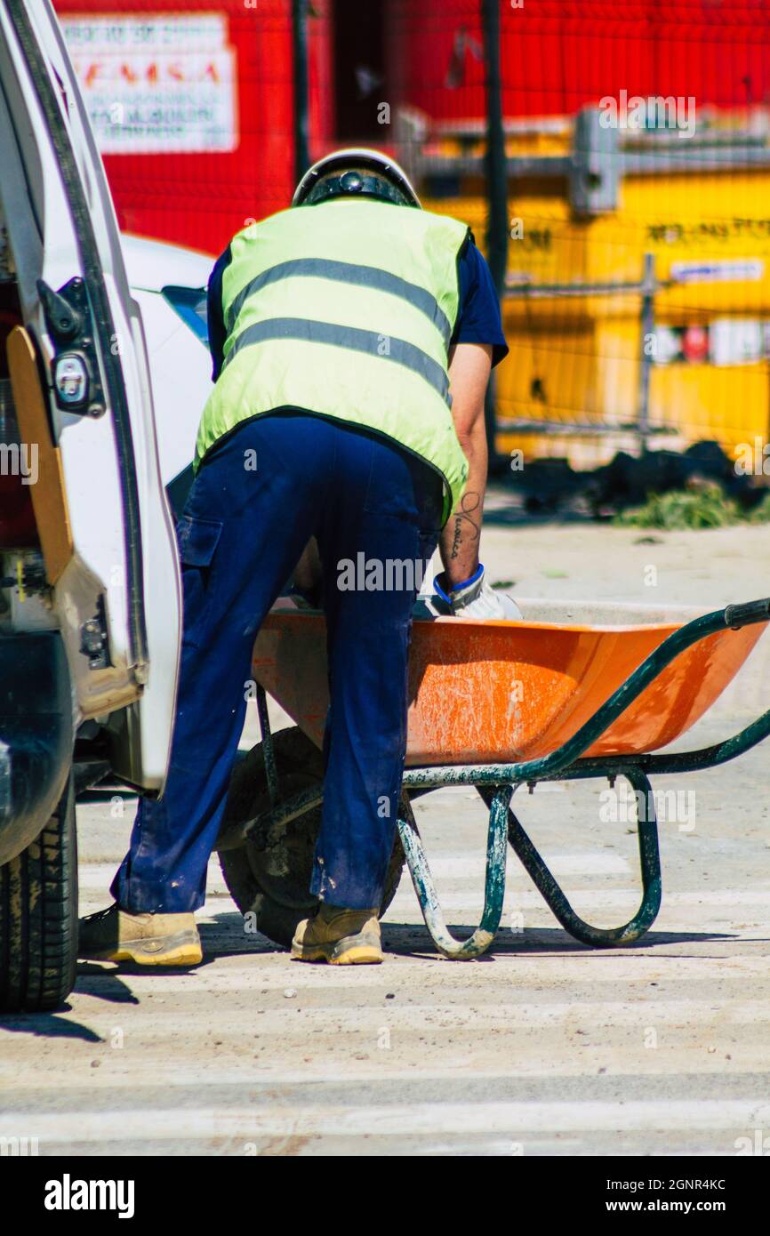 Seville Spain September 22, 2021 Construction site of a new building in ...