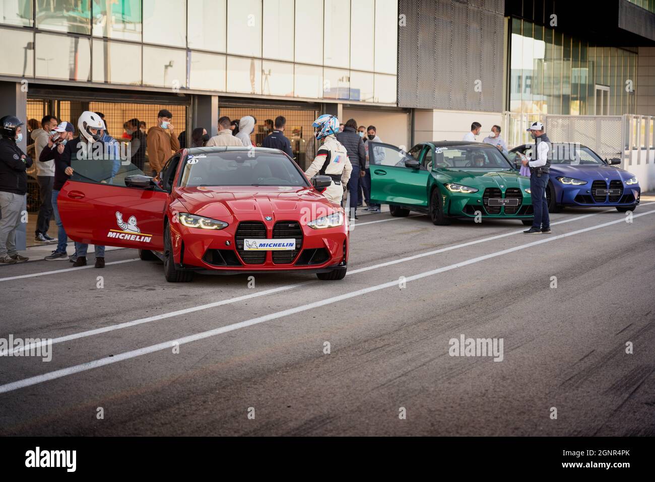 MADRID, SPAIN - Apr 16, 2021: The BMW M3 and M4 Competition in the pits ...