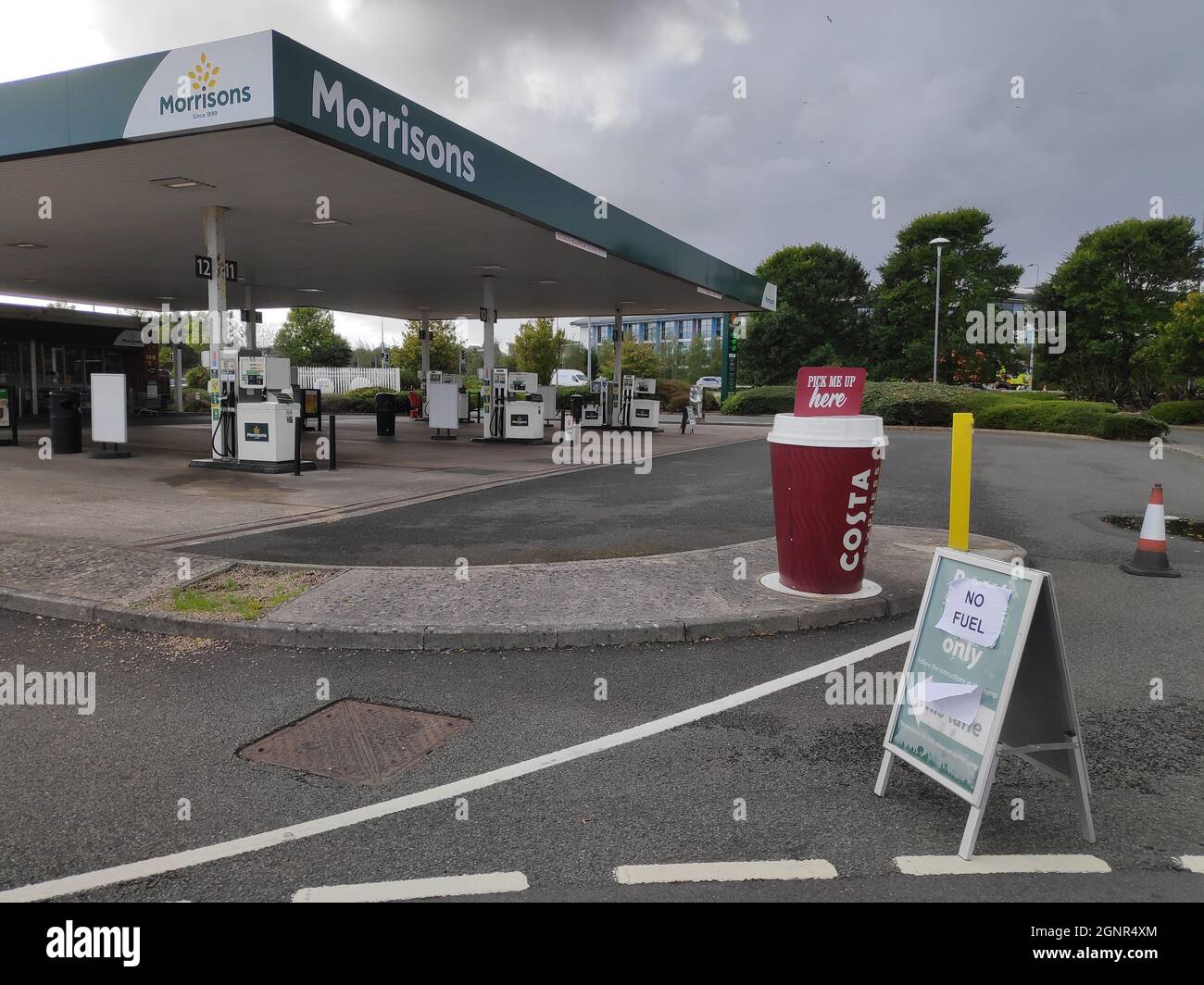 A closed Morrisons petrol station in Cardiff Bay. Picture date: Monday ...