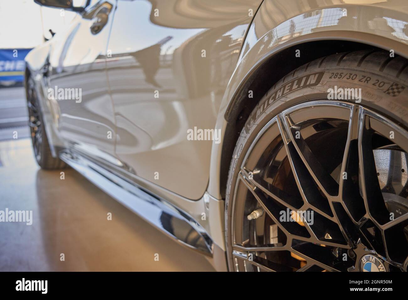 MADRID, SPAIN - Apr 16, 2021: The BMW M3 Competition in the pits of the ...