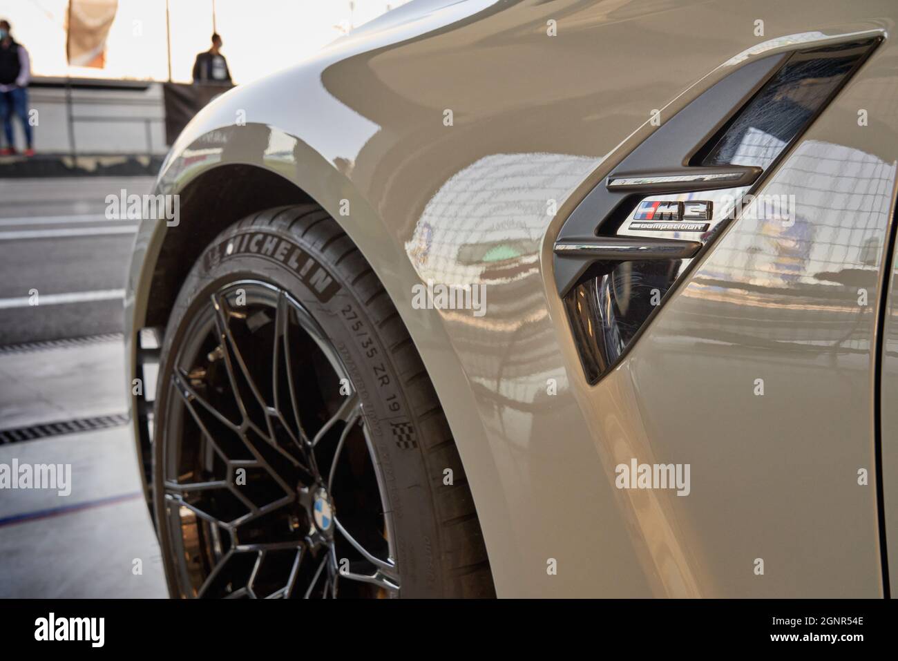 MADRID, SPAIN - Apr 16, 2021: The BMW M3 Competition in the pits of the ...