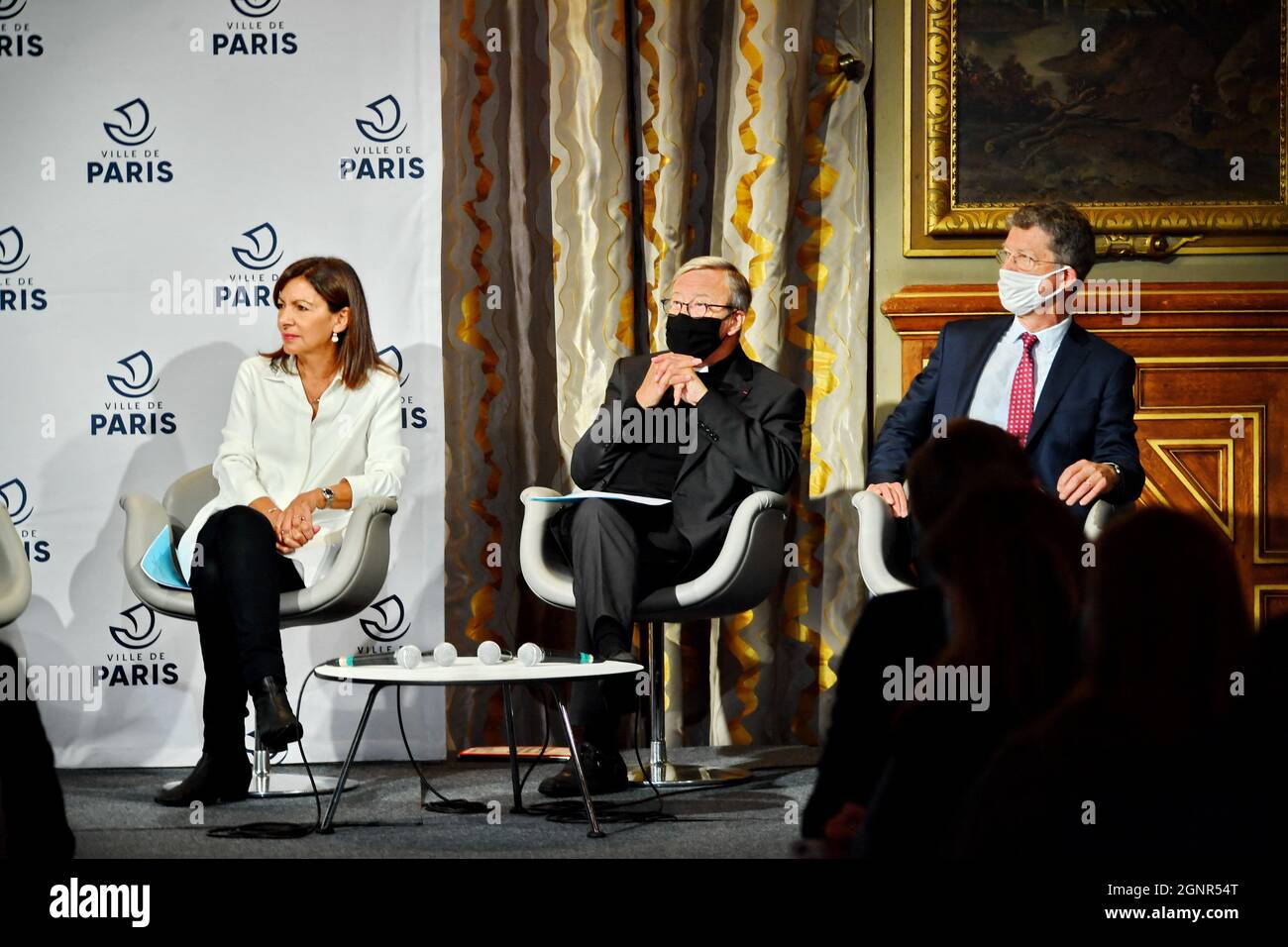 Mayor of Paris, Anne Hidalgo with Patrick Chauvet and Philippe Jost ...