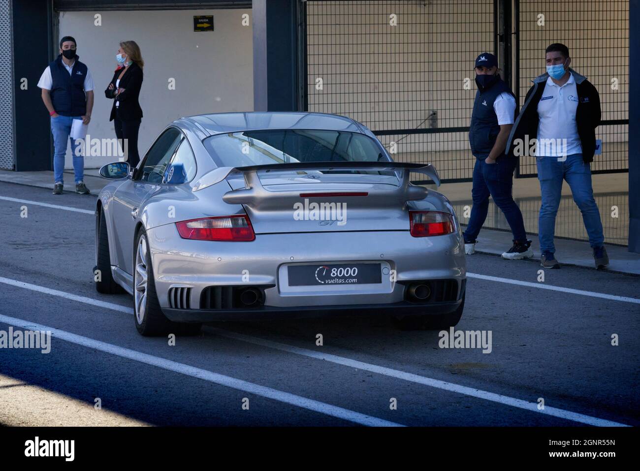 MADRID, SPAIN - Apr 16, 2021: The Rear view of the Porsche GT2 in the ...