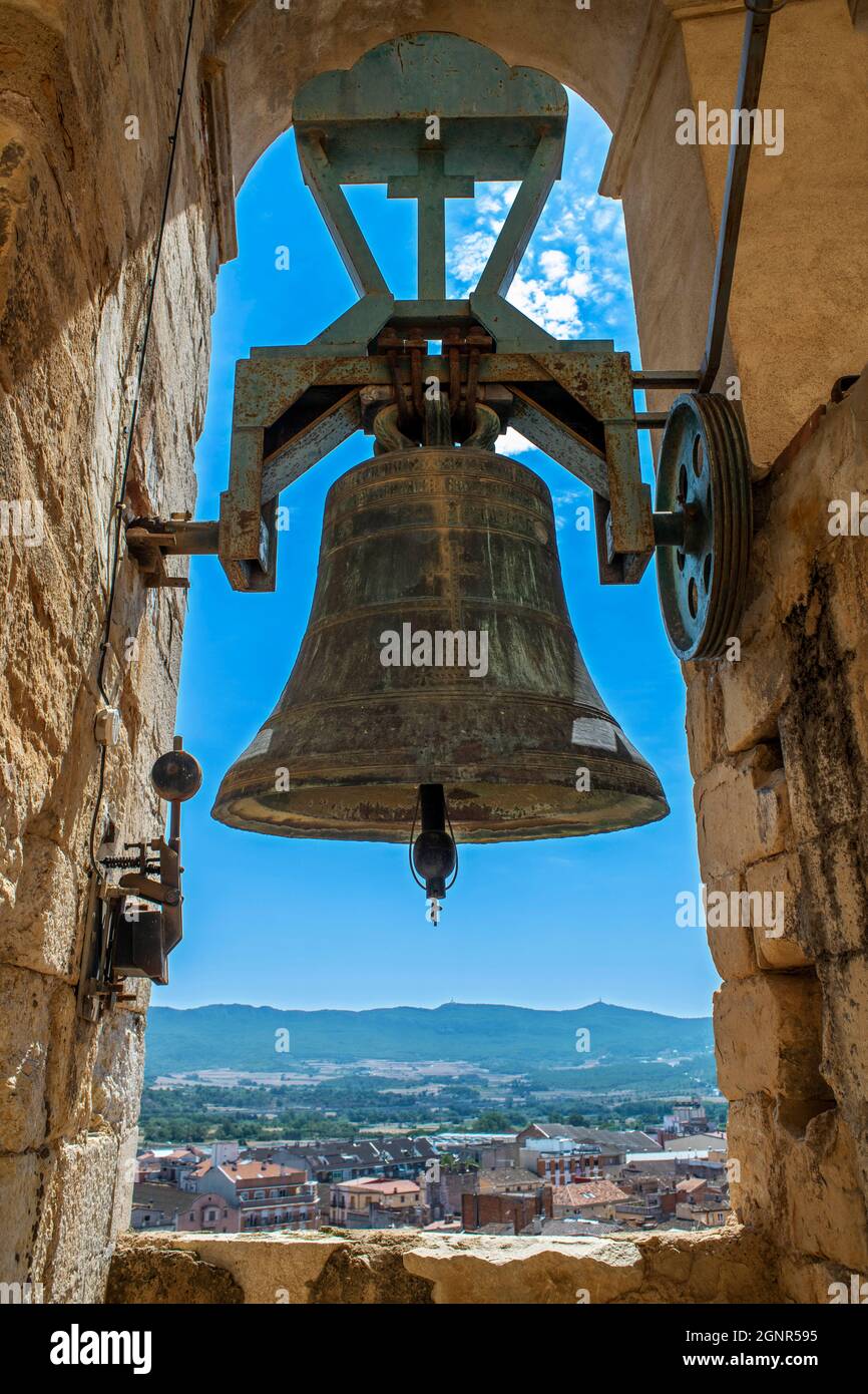 Bell of the The old church of Santa Maria in Montblanc Medieval. The ...