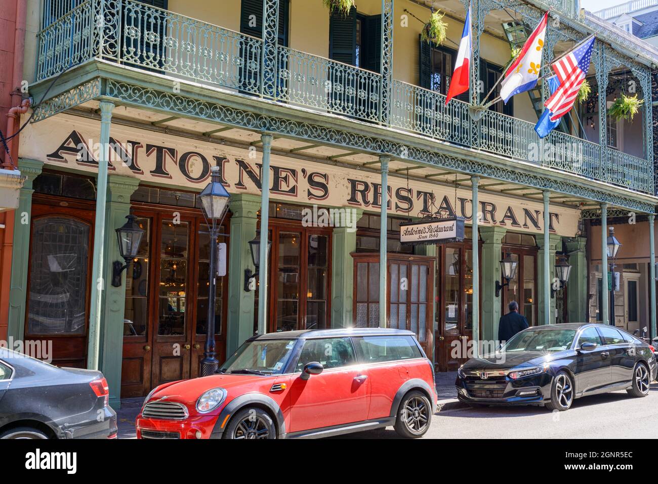 NEW ORLEANS, LA, USA - SEPTEMBER 25, 2021: Front of historic Antoine's ...