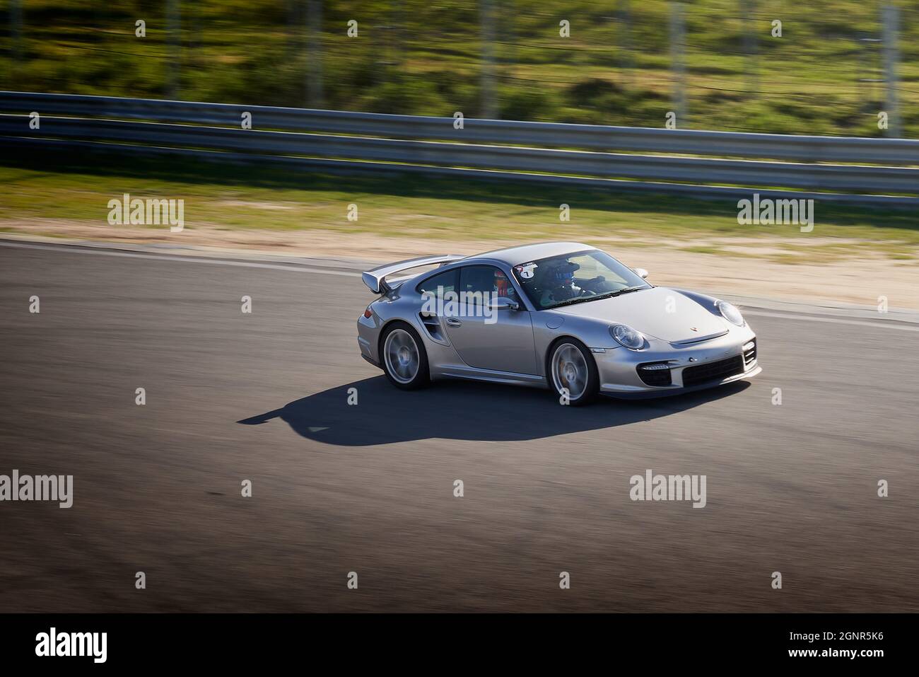 MADRID, SPAIN - Apr 16, 2021: The Porsche GT2 racing at the Jarama ...