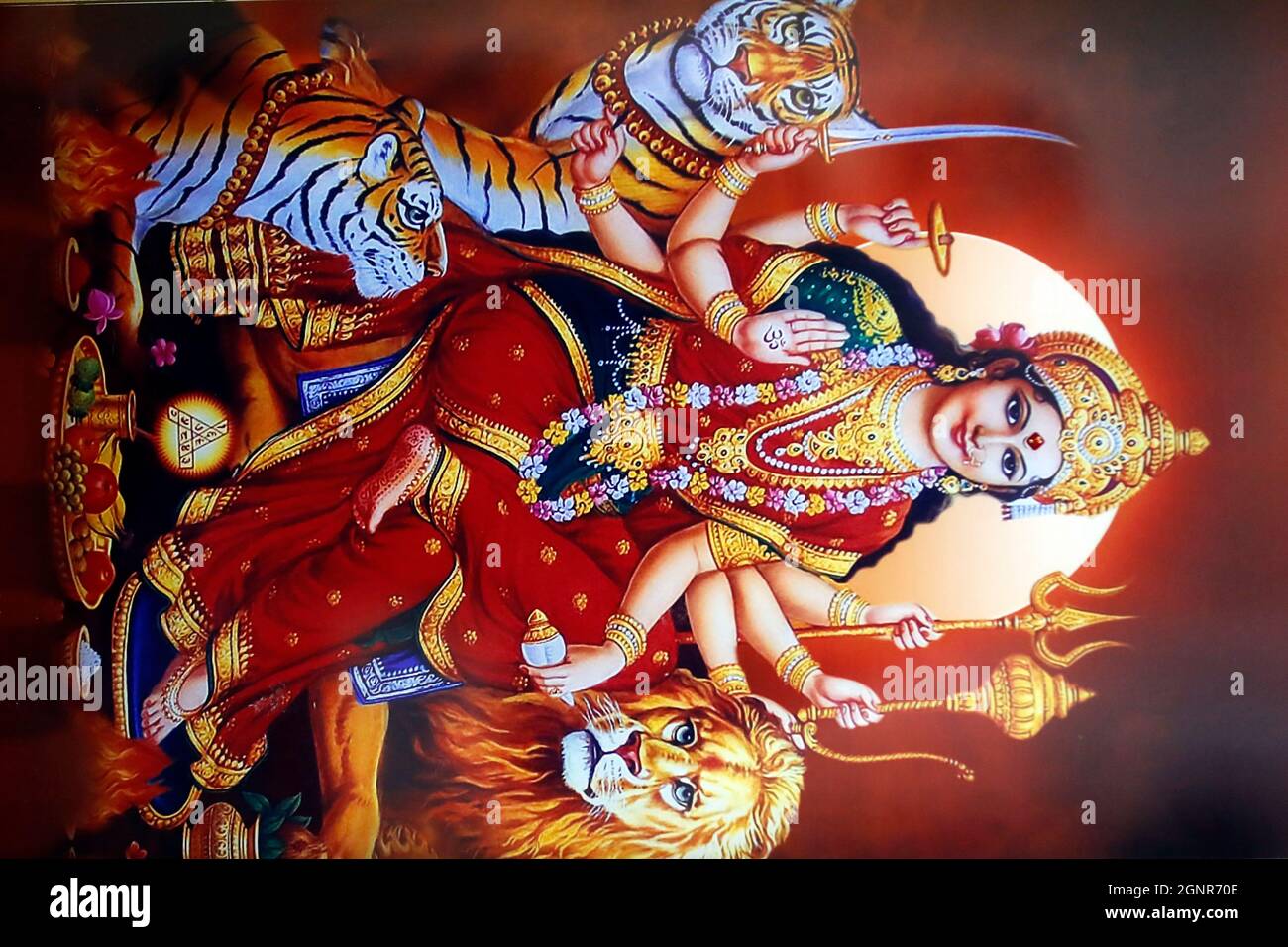 Shiva hindu temple. Picture of Hindu goddess Durga Stock Photo - Alamy
