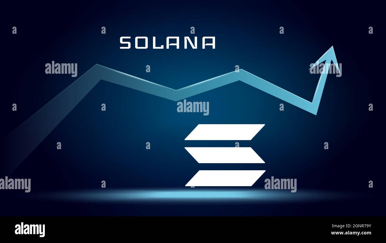Solana SOL in uptrend and price is rising. Cryptocurrency coin symbol ...