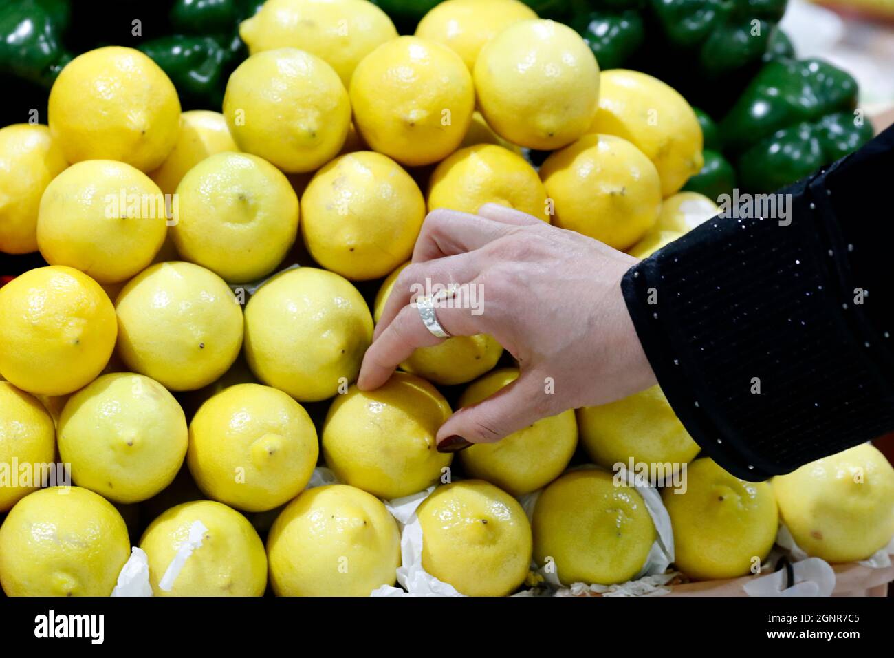 Fresh fruits and Vegetable market. Lemons. Dubai. United Arab Emirates ...