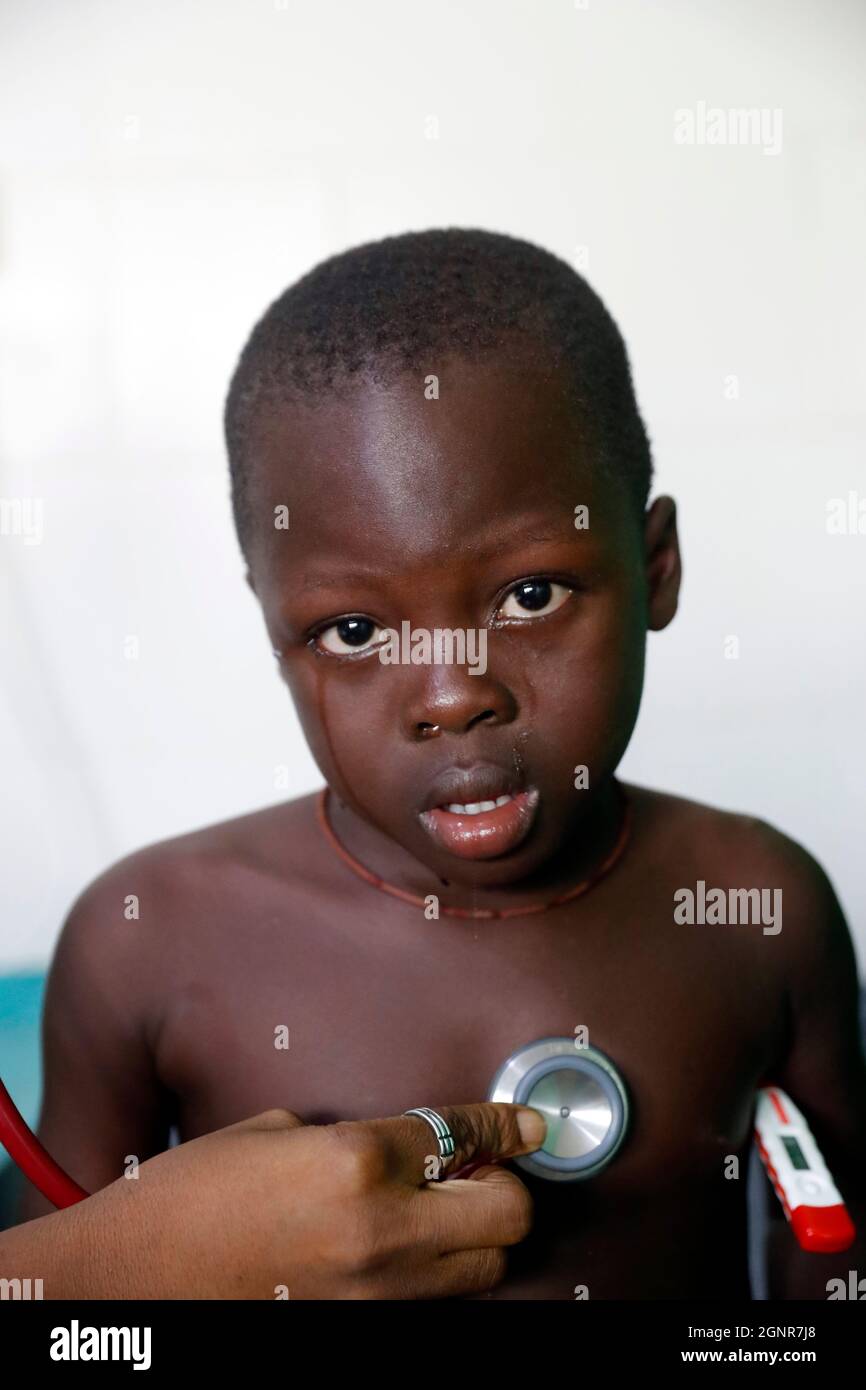 African hospital. Paediatric unit. Medical consultation. Benin Stock ...