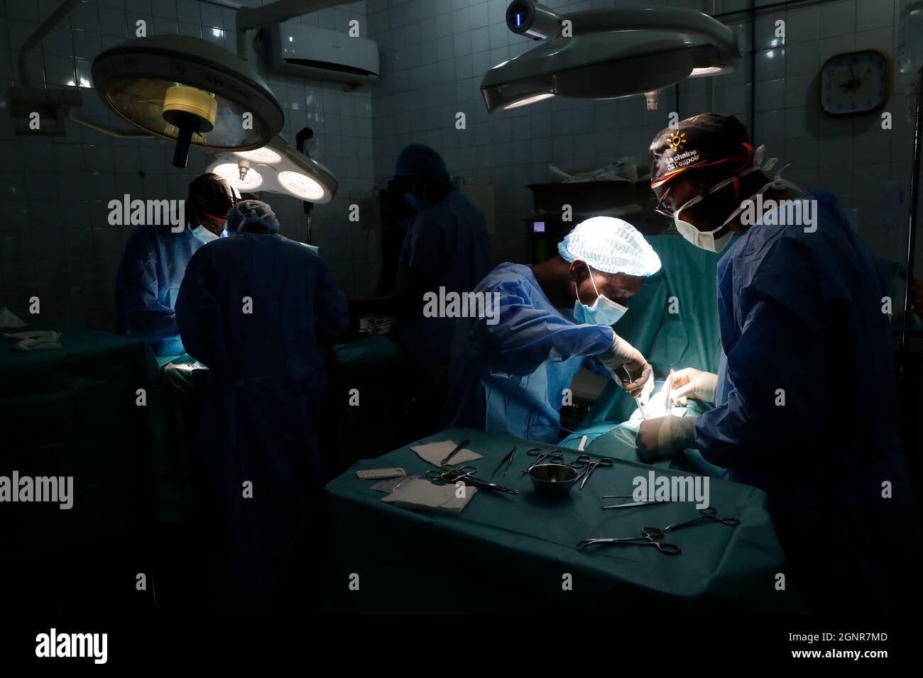 African hospital. Operating theater. Pediatric surgery. Benin Stock ...