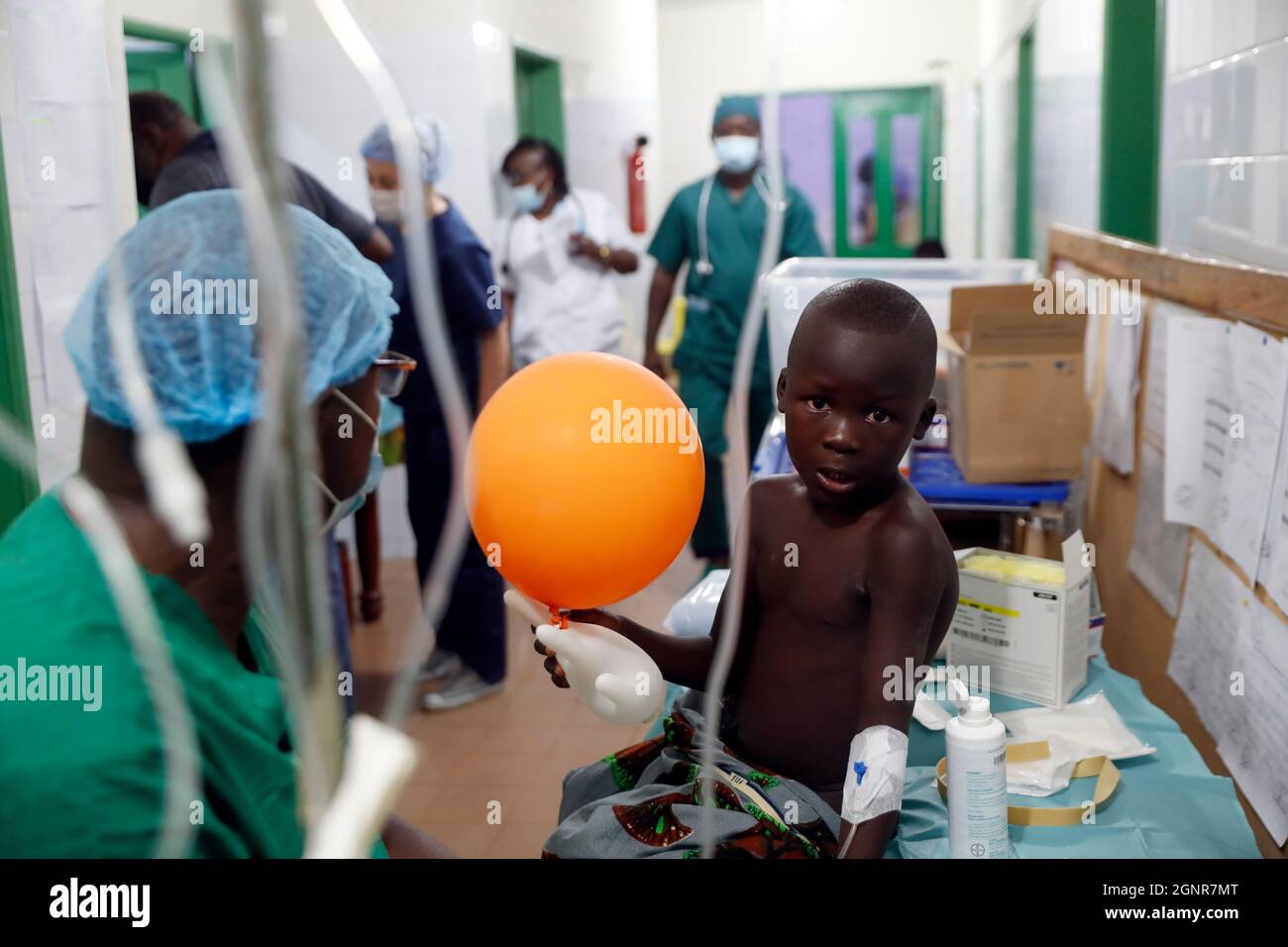 African hospital. Operating theater. Pediatric surgery. Anesthesia ...