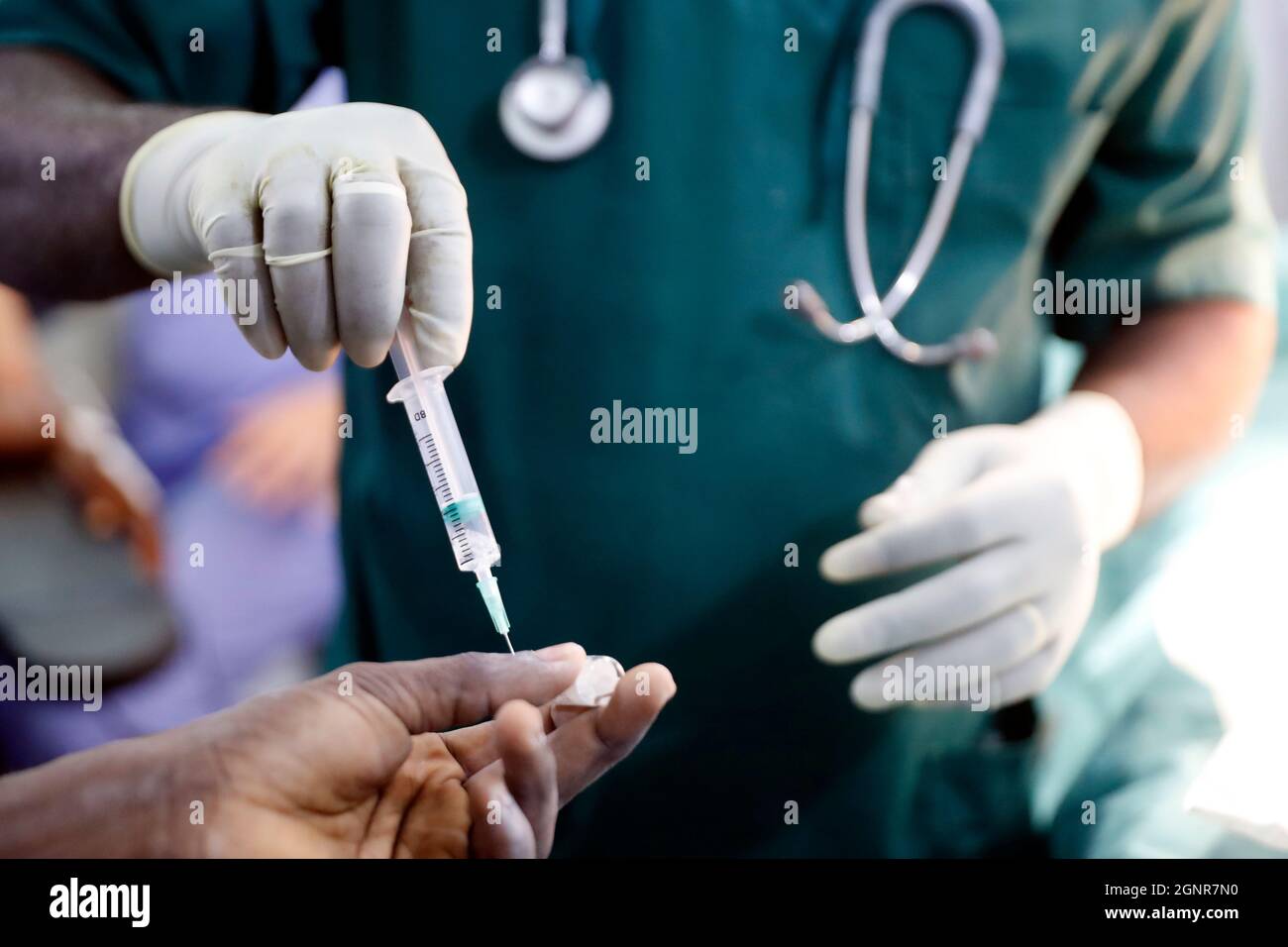 African hospital. Operating theater. Pediatric surgery. Anesthesia ...