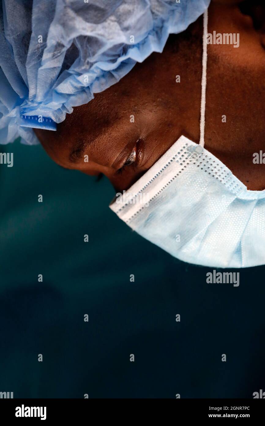 African hospital. Operating theater. Pediatric surgery. Benin Stock ...