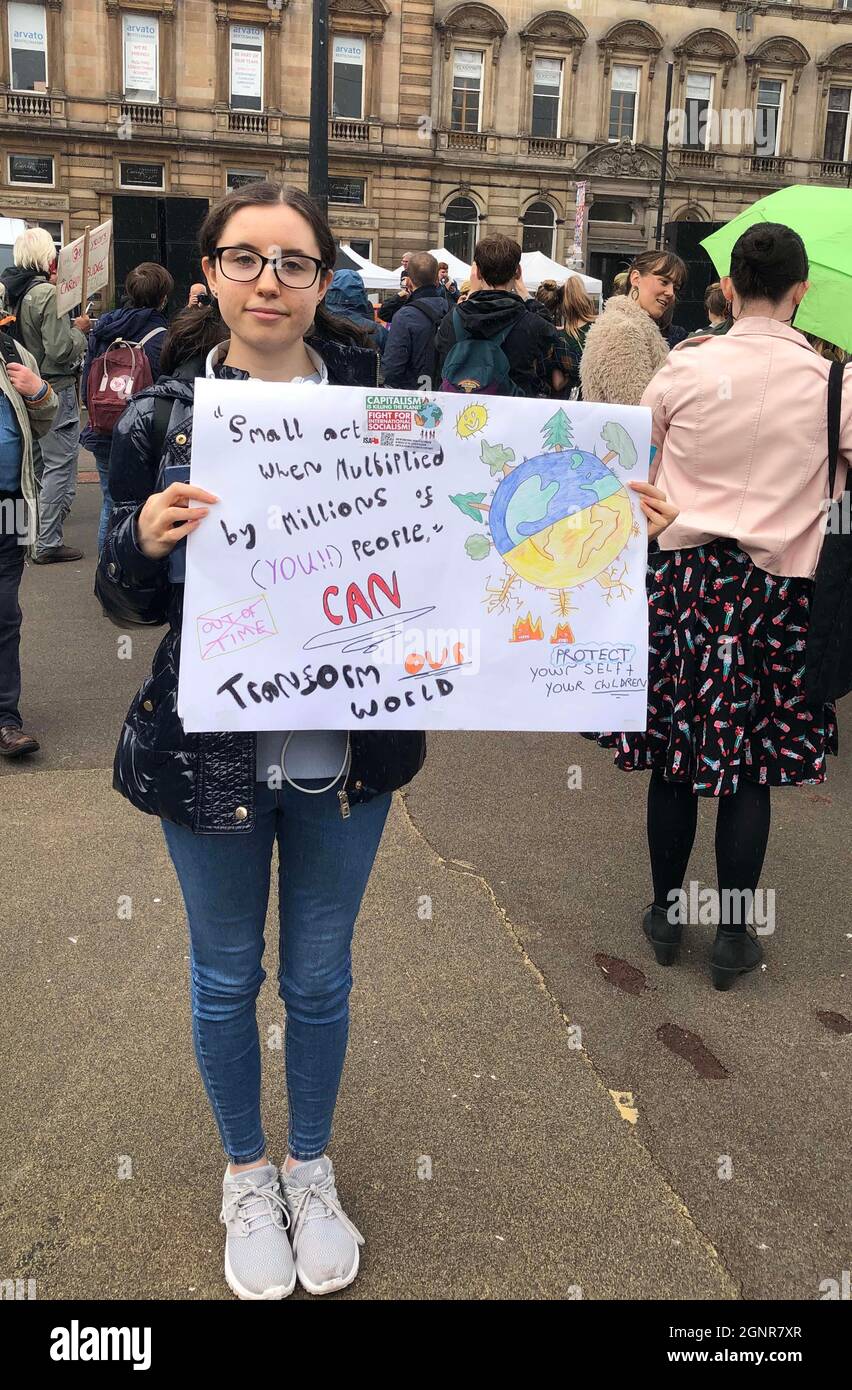 Emma Watson aged 17 at a climate protest in Glasgow. Picture date ...