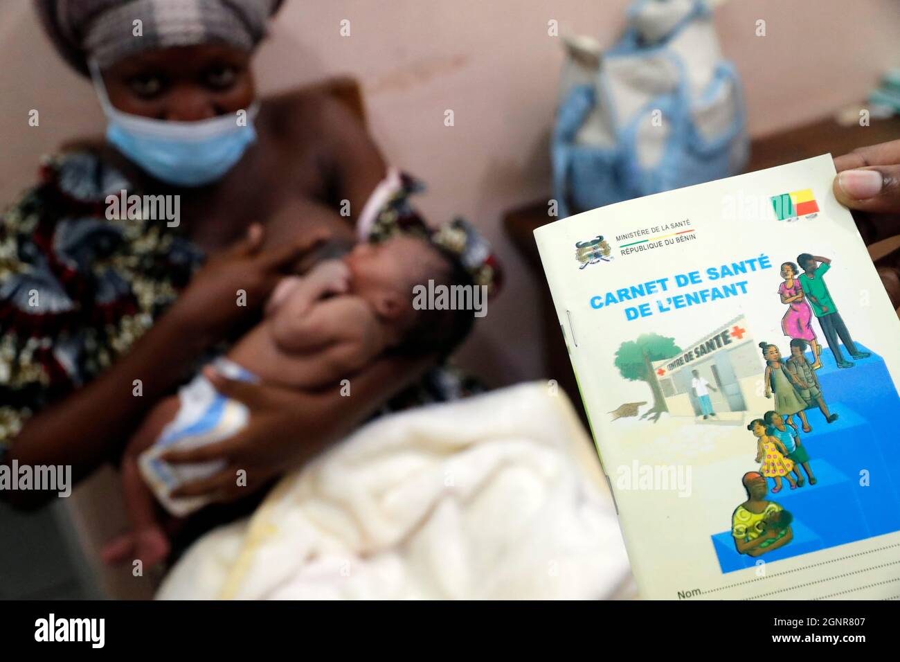 African hospital. Maternity ward. Child health record booklet. Benin ...