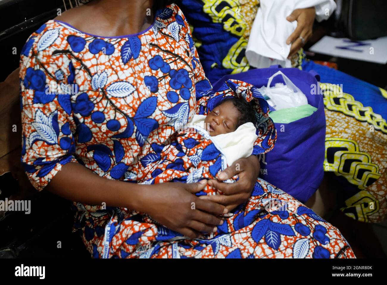 African hospital. Maternity ward. Newborn premature baby. Benin Stock ...