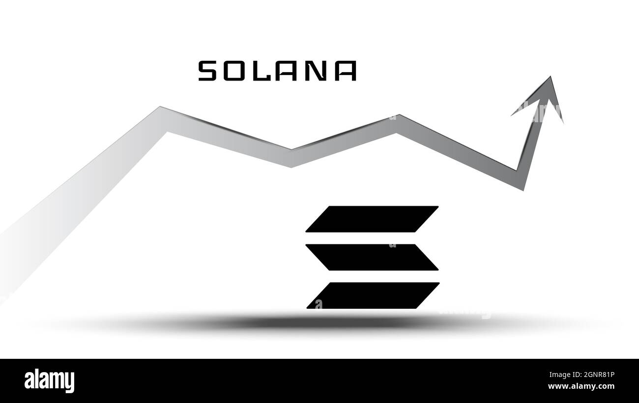 Solana SOL in uptrend and price is rising. Cryptocurrency coin symbol ...