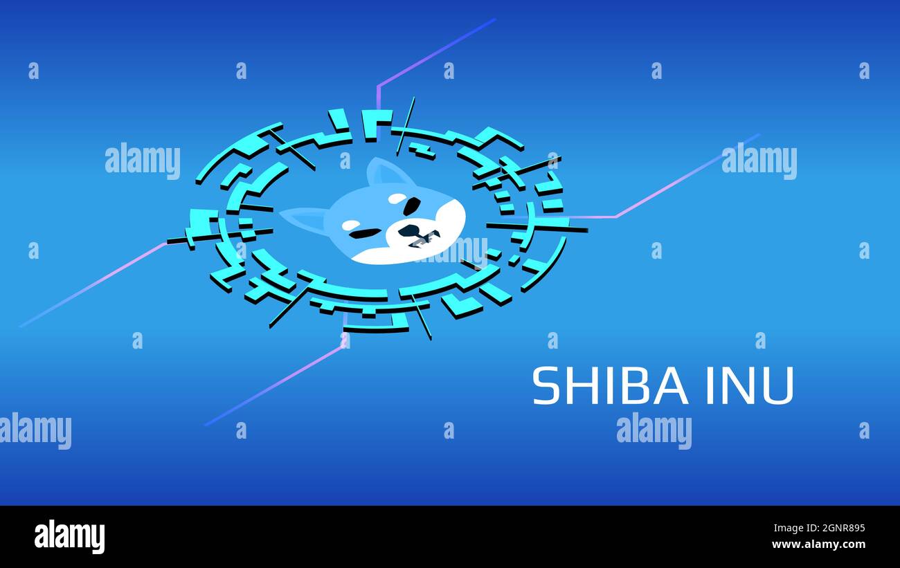 Shiba Inu SHIB isometric token symbol of the DeFi project in digital ...