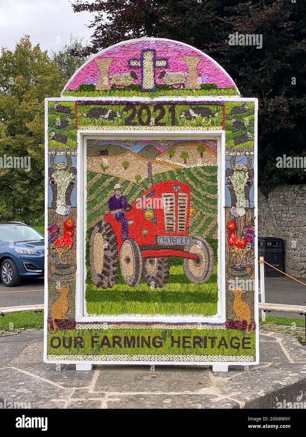 The Well Dressings at Hartington. Well dressing with a floral design is ...