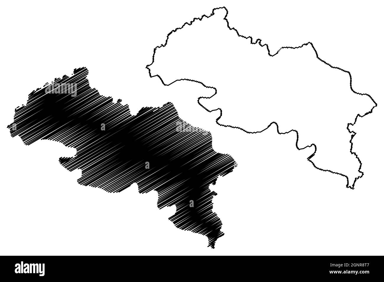 Fatehpur district (Uttar Pradesh State, Republic of India) map vector illustration, scribble ...