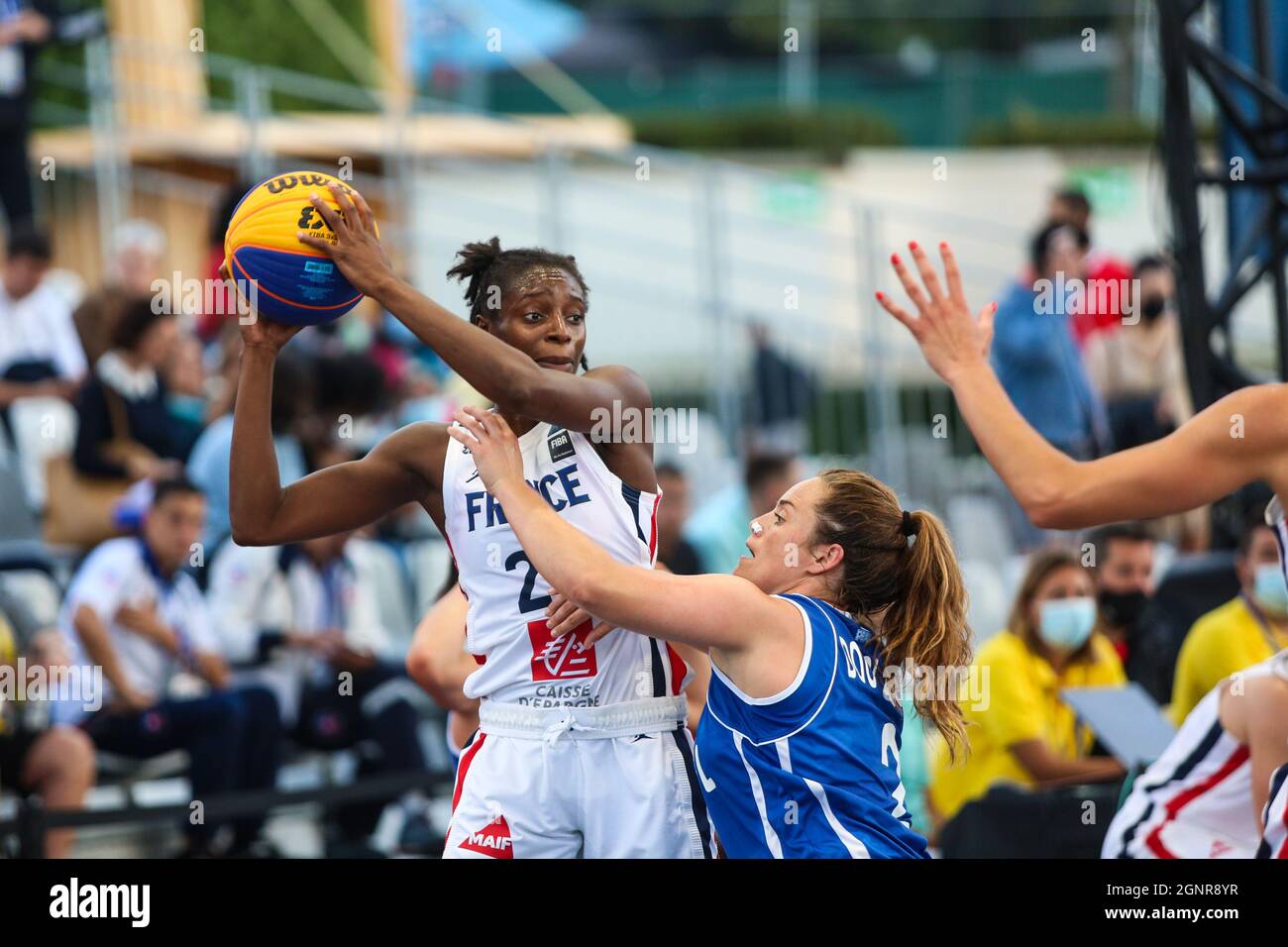 Migna Touré (France) and Courtney Douglass (Israel) in action during ...