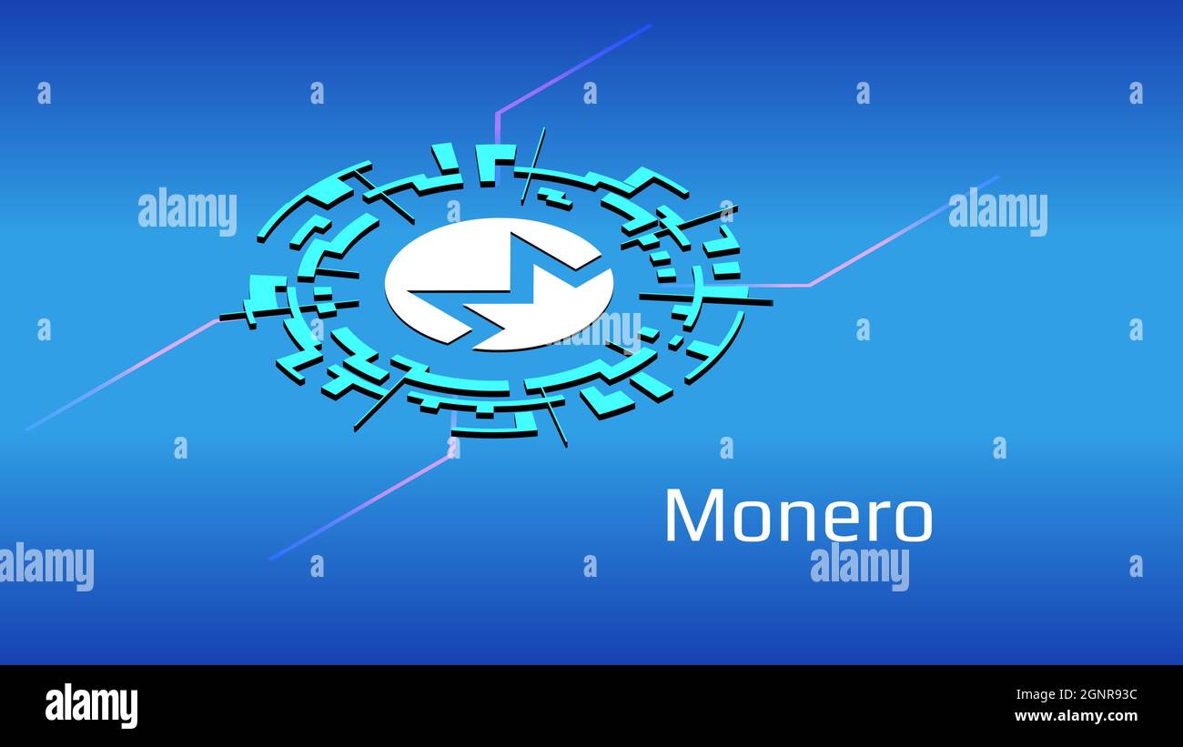 Monero XMR isometric token symbol in digital circle on blue background ... Monero XMR isometric token symbol in digital circle on blue background ...