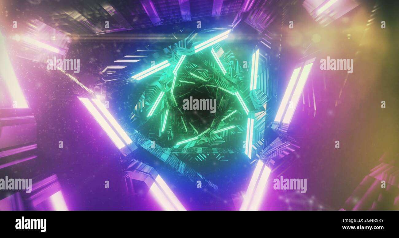 Flickering QR code against glowing tunnel Stock Photo - Alamy