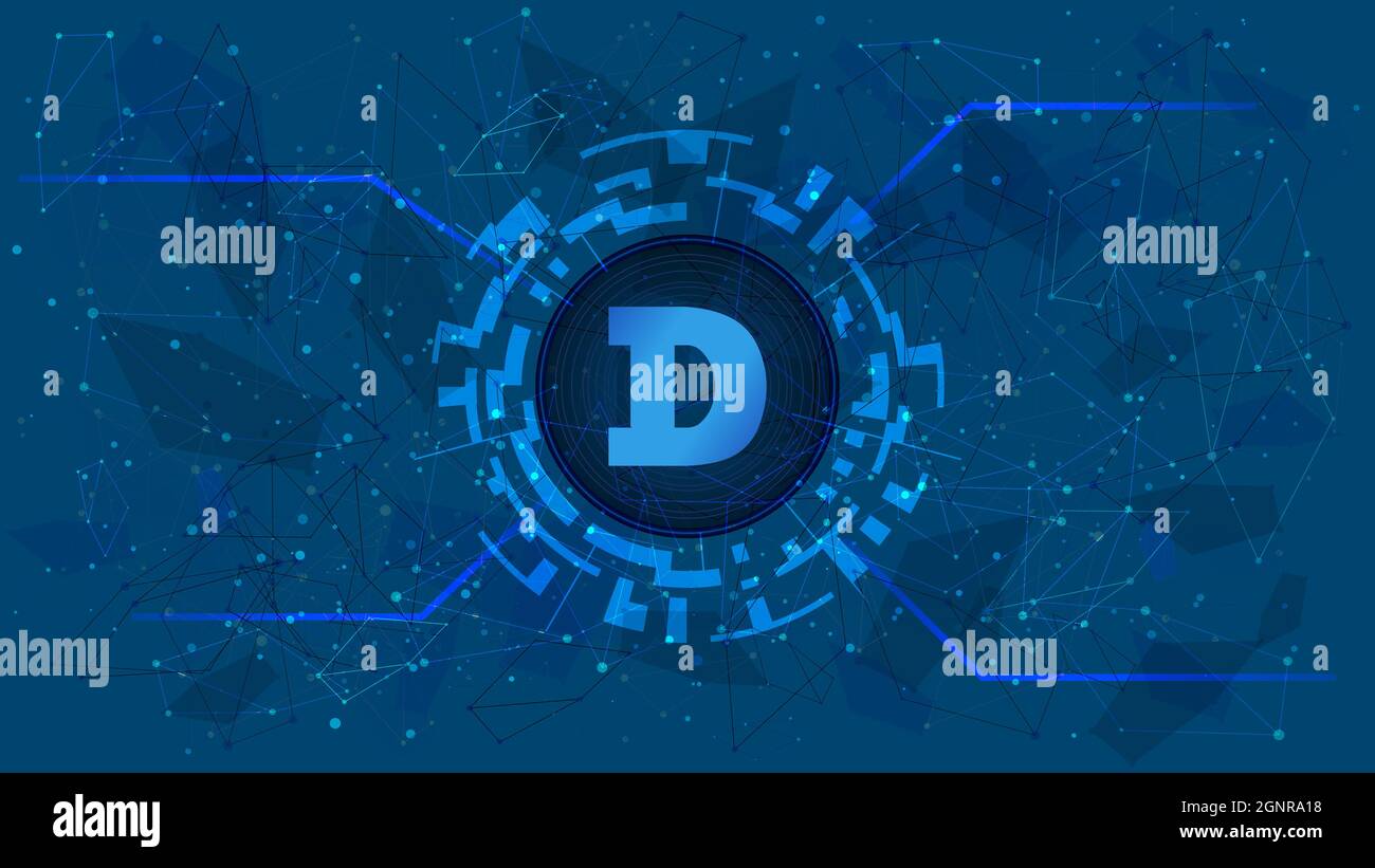 Dogecoin DOGE token symbol in digital circle with cryptocurrency theme ...