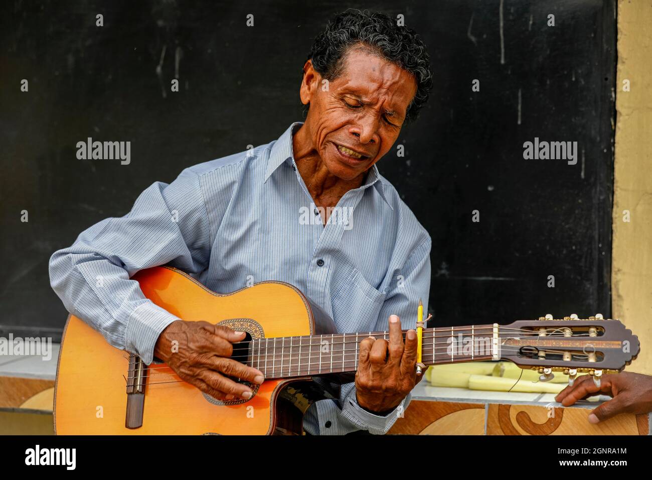 Afro-Ecuadorian musician in Valle del Chota, Ecuador Stock Photo - Alamy