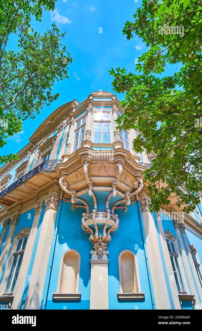 The splendid corner oriel window of historic Abaza Palace (nowadays ...
