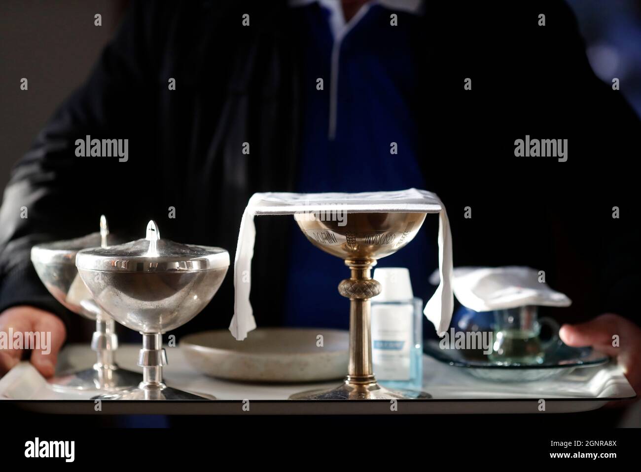 Saint Joseph des Fins church. Catholic mass. Eucharist table. Annecy ...