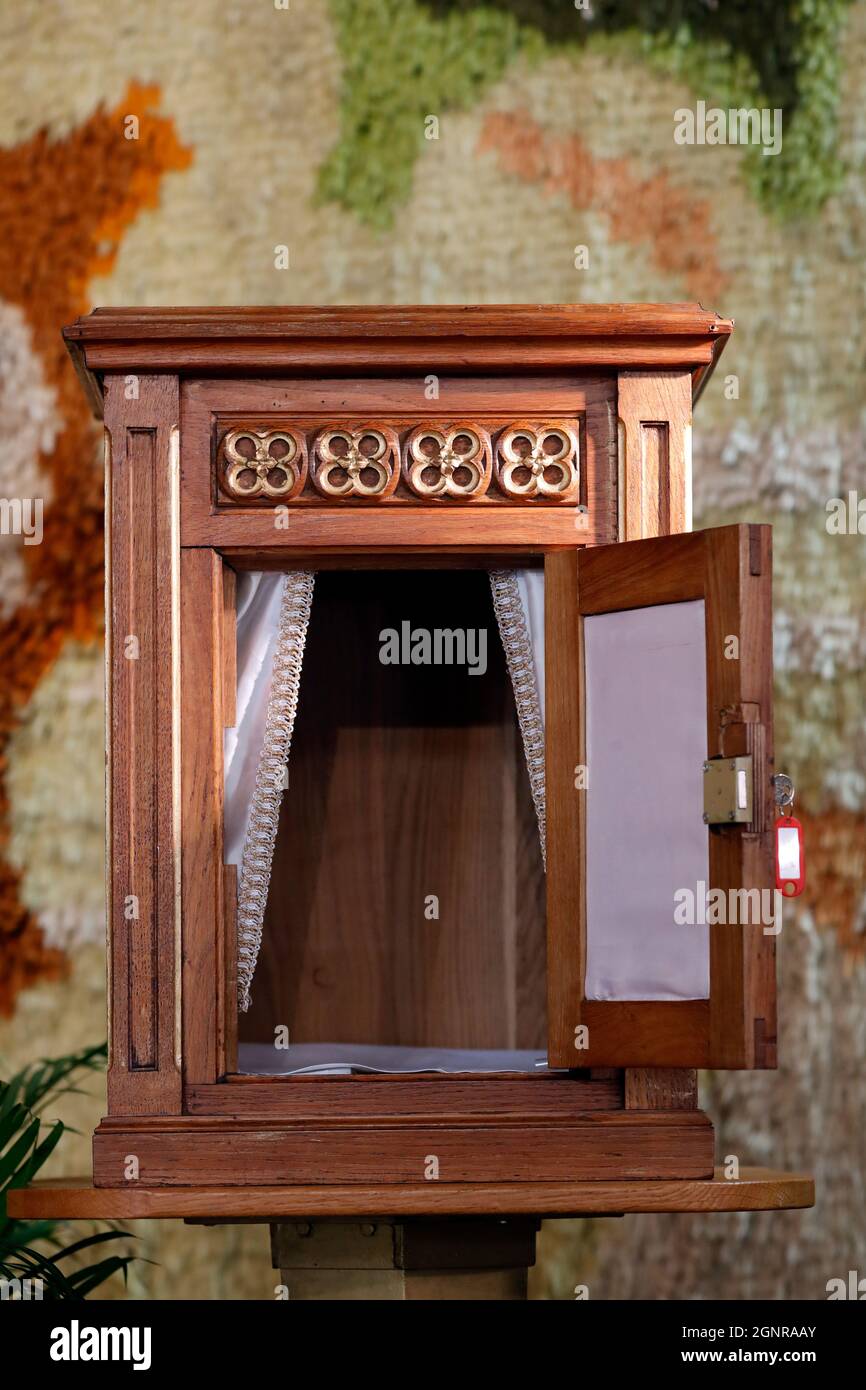 Saint Louis de Novel church. Open tabernacle door. Annecy. France Stock ...