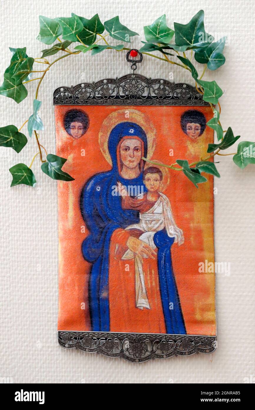 Saint Louis de Novel church. Virgin Mary and child. Annecy. France ...