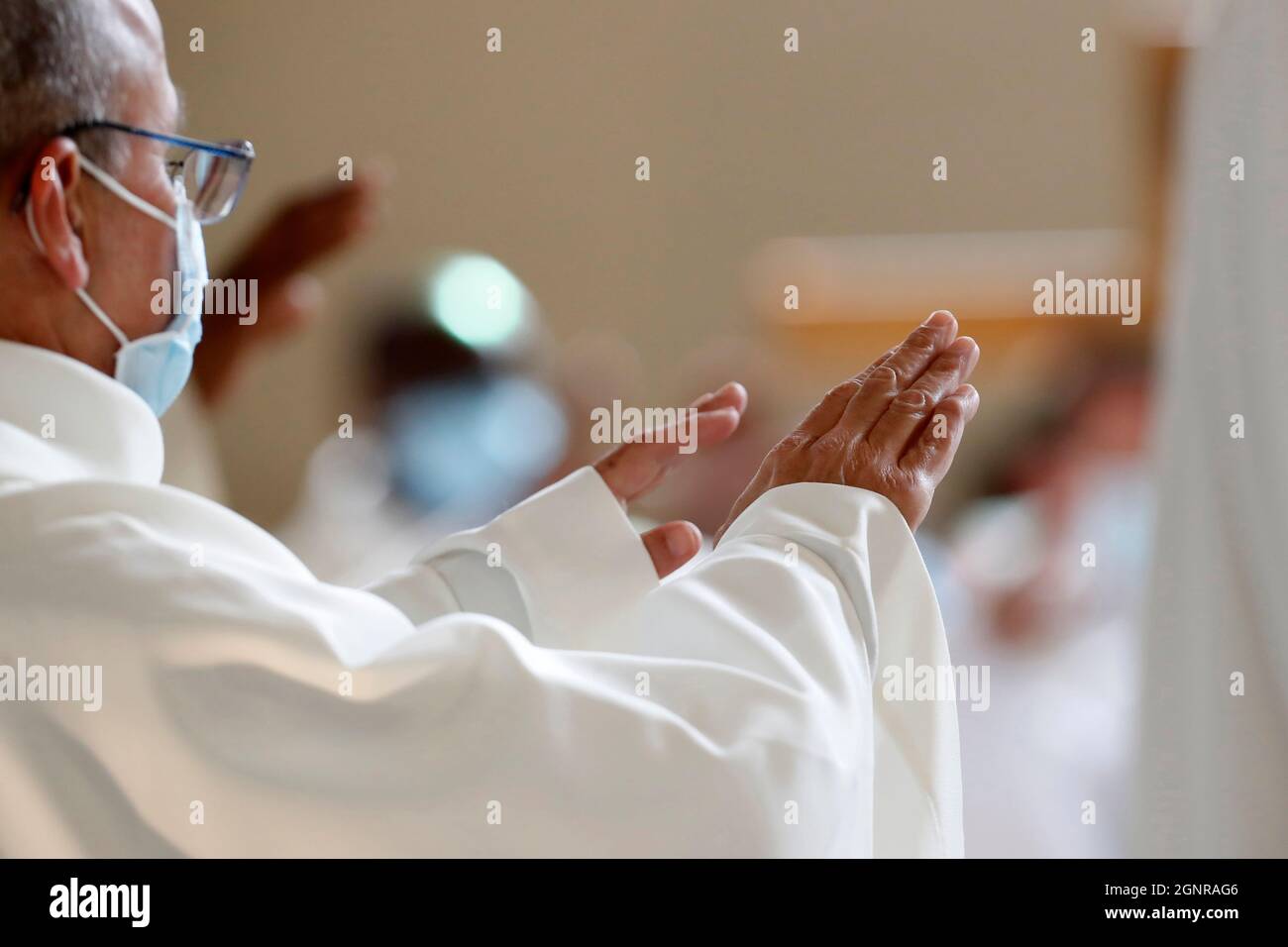 Saint Maurice church. Holy Thursday. Chrism Mass. Consecration. Close ...