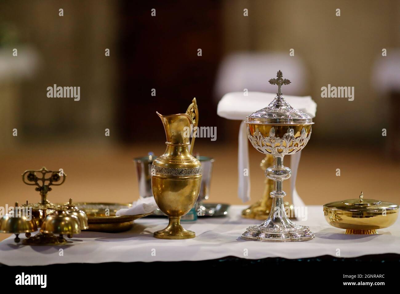 Saint Francois de Sales basilica. Catholic masss. Eucharist table ...