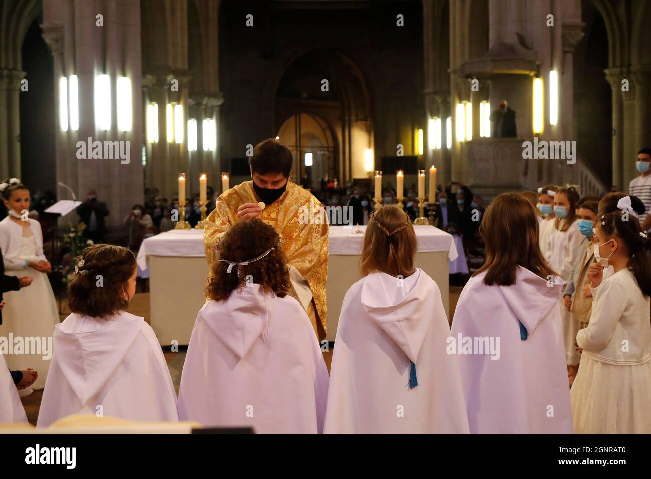 Saint Francois de Sales basilica. Catholic masss. First communion ...