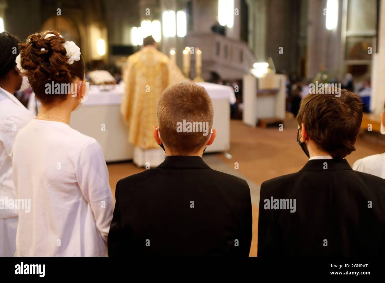 Saint Francois de Sales basilica. Catholic masss. First communion ...