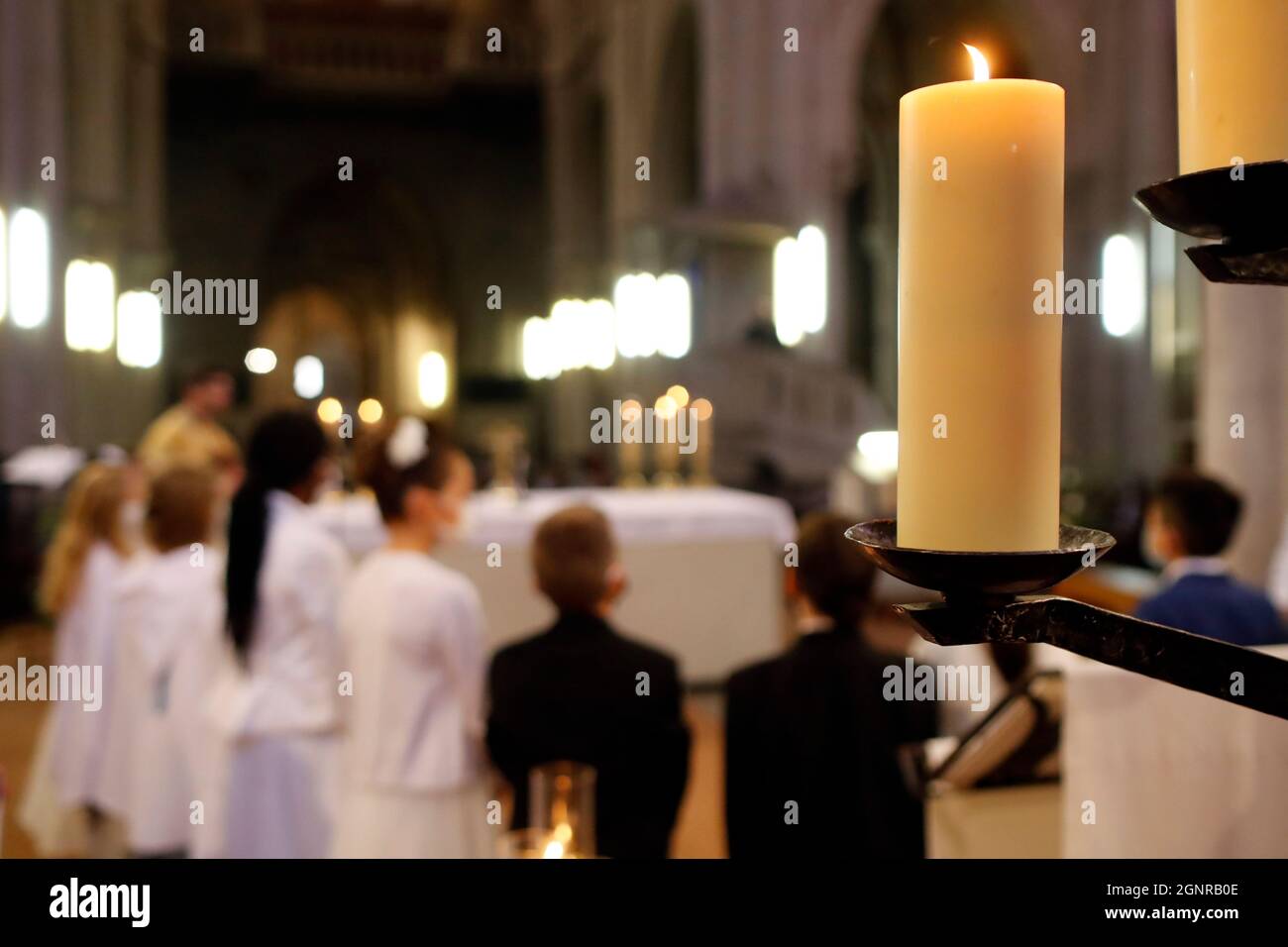 Saint Francois de Sales basilica. Catholic masss. First communion ...