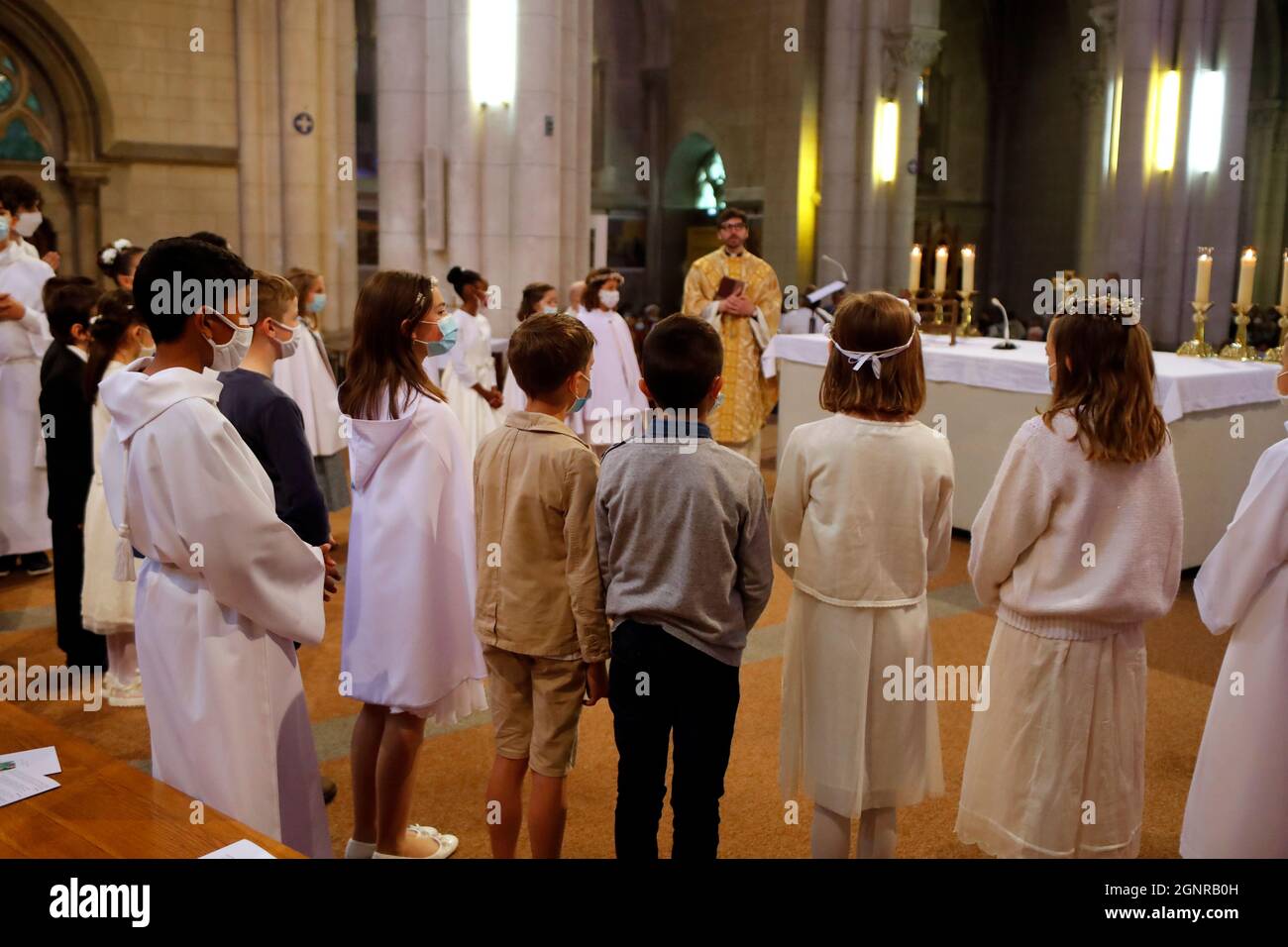 Saint Francois de Sales basilica. Catholic masss. First communion ...