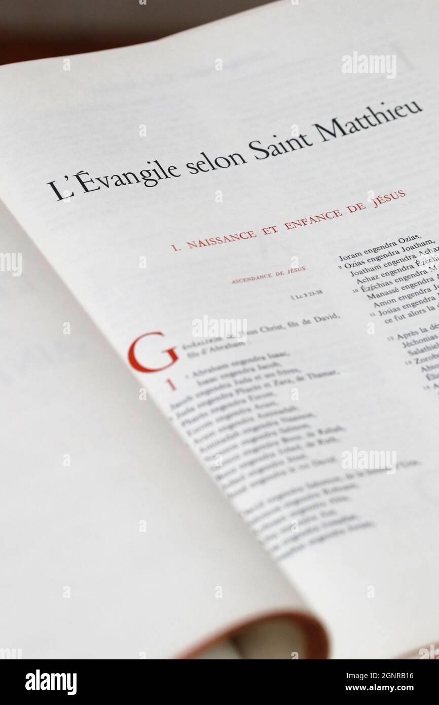 Bible. The New Testament. The Gospel of Matthew. France Stock Photo - Alamy