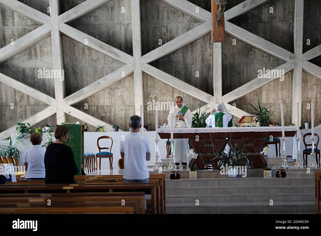 Temple of Monte Grisa. Catholic mass. Italy Stock Photo - Alamy