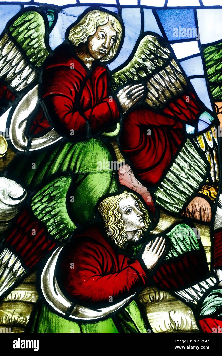 Museum of the Milan Cathedral. Stained glass window. Angels praying. 16 ...