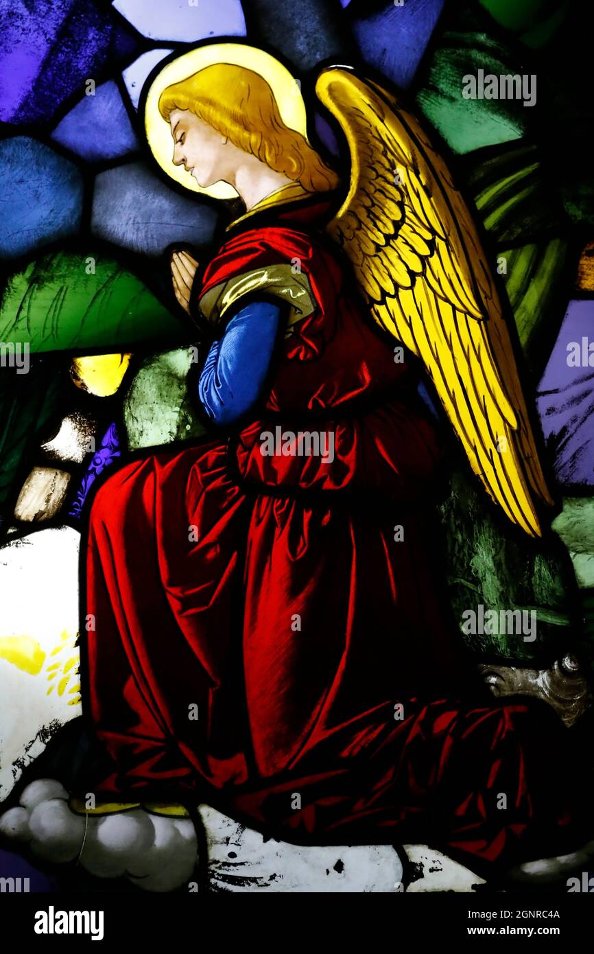 Museum of the Milan Cathedral. Stained glass window. Angel. 16 th ...