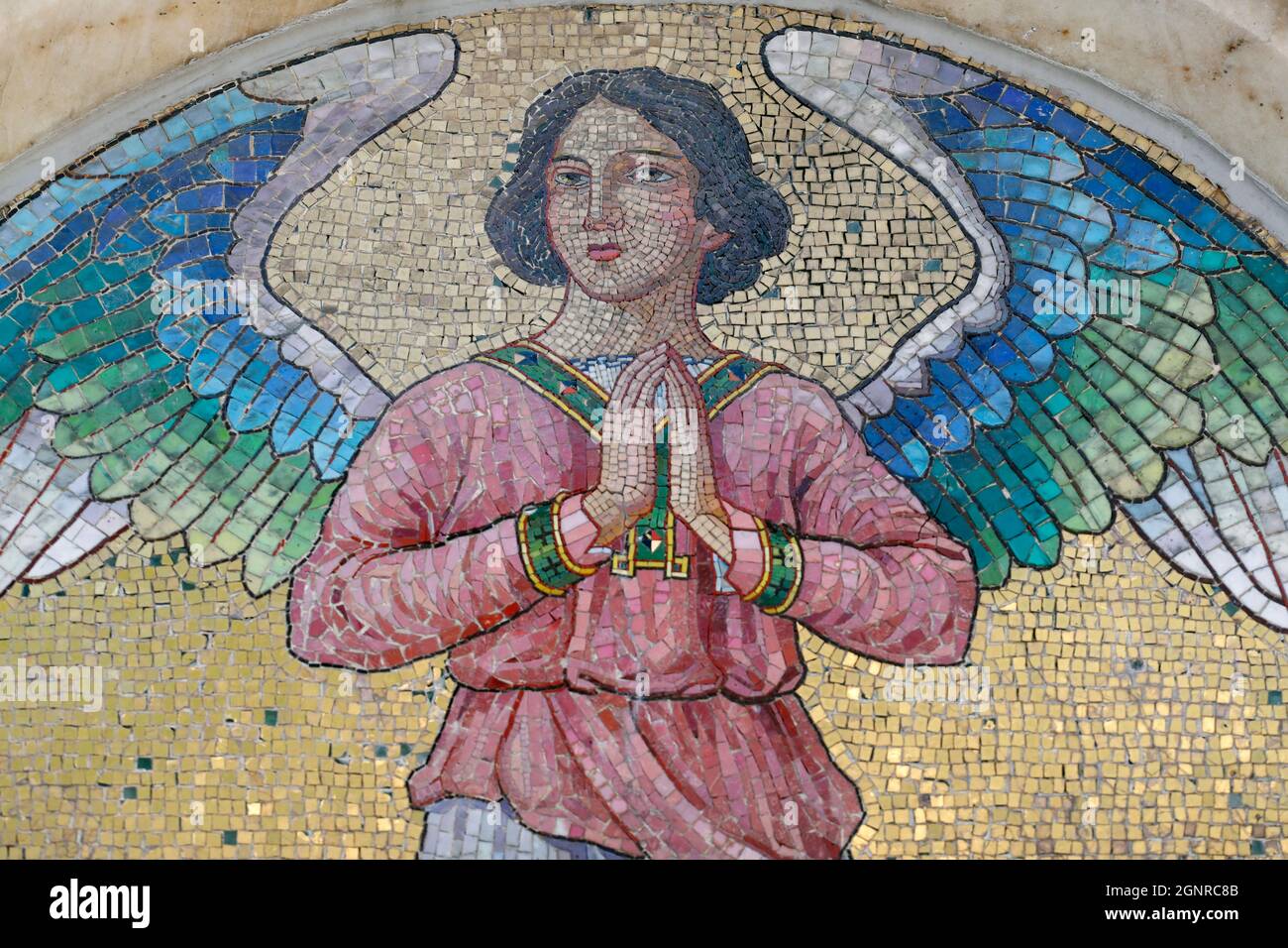 Monumental Cemetery. Angel on a tpmbstone. Mosaic. Milan. Italy Stock ...