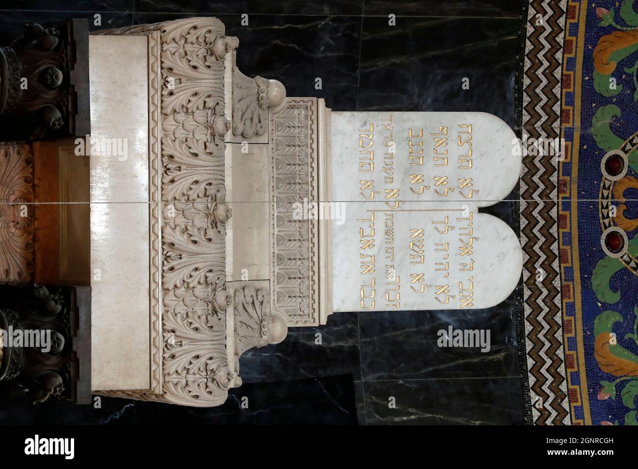 The Ten Commandments. Interior of synagogue. Trieste. Italy Stock Photo ...