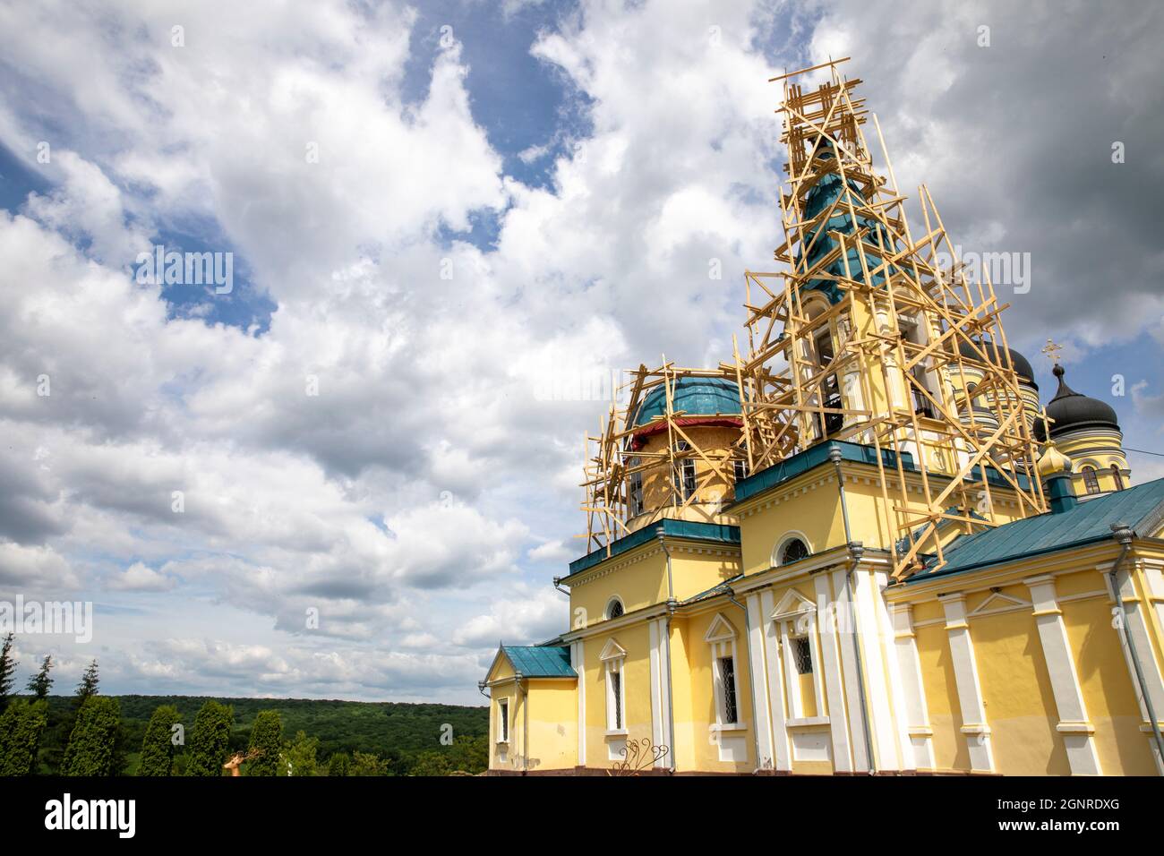Hancu monastery with scaffolding, Moldova Stock Photo - Alamy